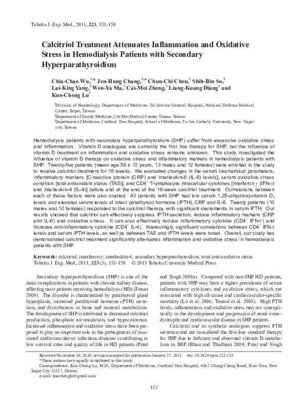 (PDF) Calcitriol Treatment Attenuates Inflammation and Oxidative Stress ...