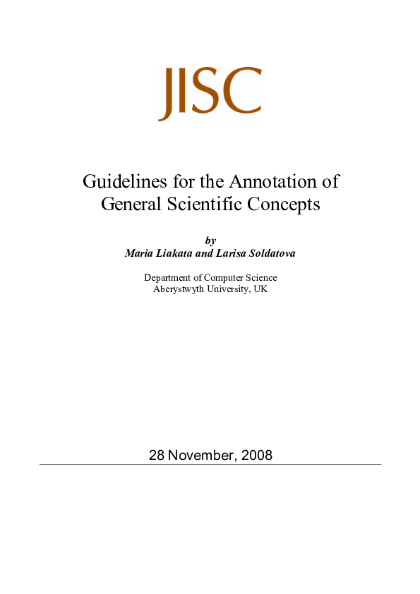(PDF) Guidelines for the annotation of General Scientific Concepts JISC Project Report