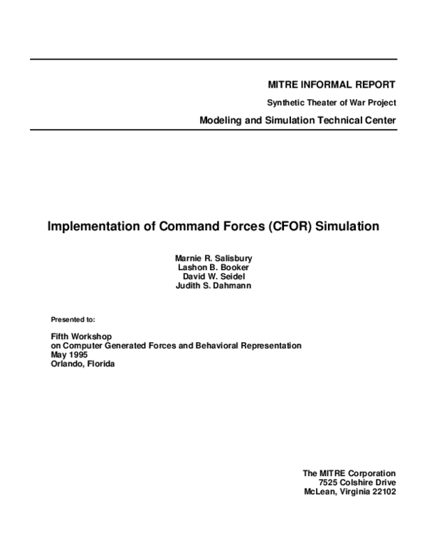 (PDF) Implementation of Command Forces (CFOR) Simulation