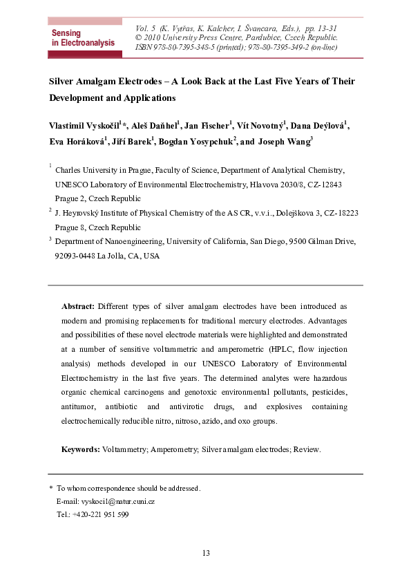 (PDF) Silver Amalgam Electrodes – A Look Back at the Last Five Years of ...