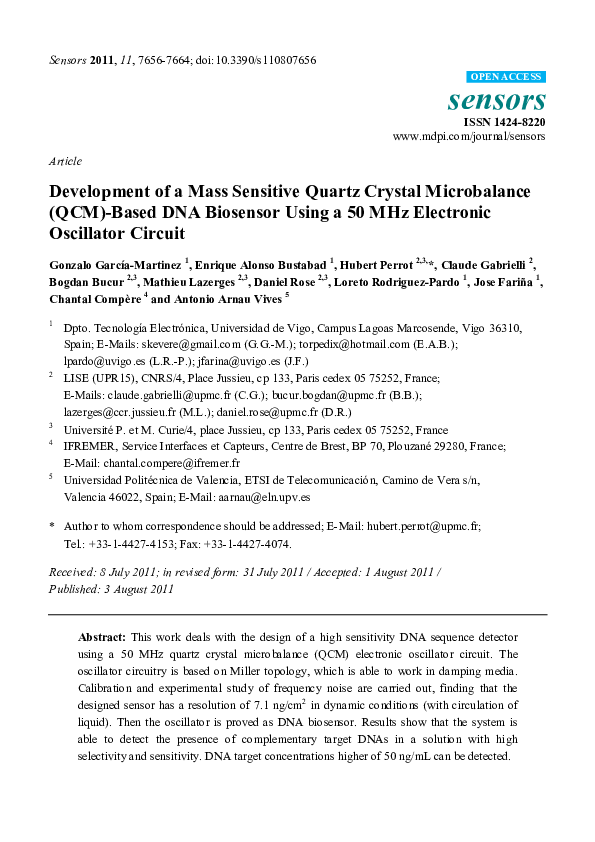 (PDF) Development of a Mass Sensitive Quartz Crystal Microbalance (QCM ...