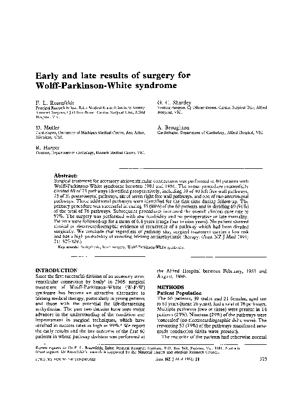 (PDF) Early and late results of surgery for Wolff-Parkinson-White ...