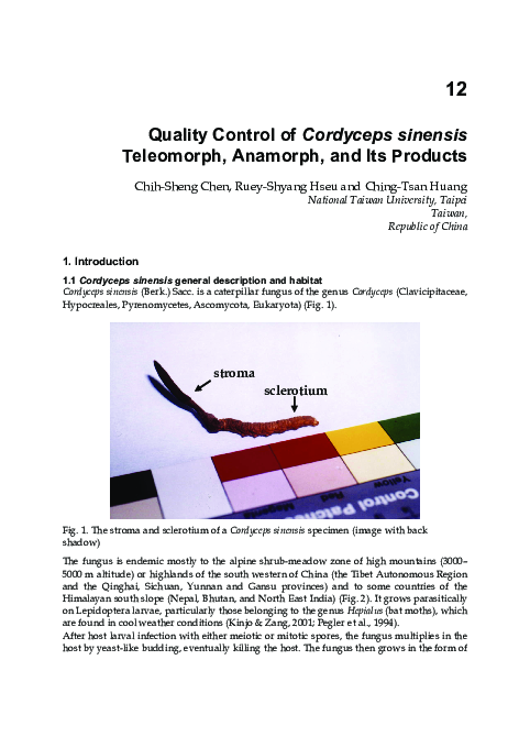 (PDF) Quality Control of Cordyceps sinensis Teleomorph, Anamorph, and ...