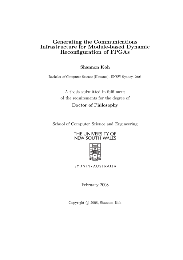 Pdf Generating The Communications Infrastructure For Module Based Dynamic Reconfiguration Of Fpgas 