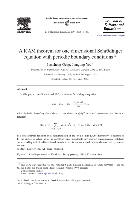(PDF) A KAM theorem for one dimensional Schrödinger equation with ...