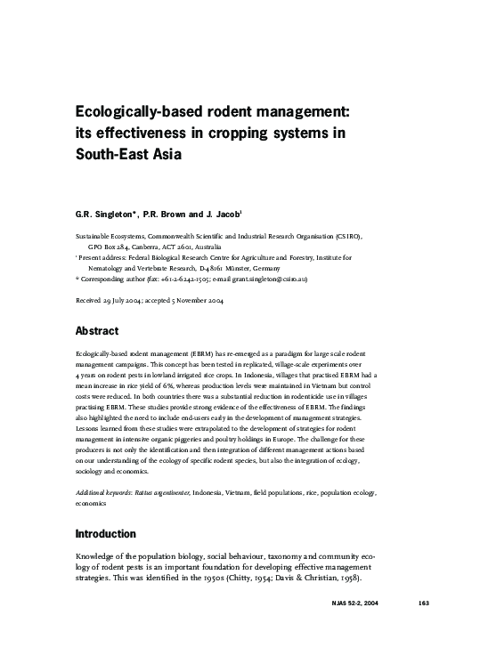 (PDF) Ecologically-based rodent management: its effectiveness in ...
