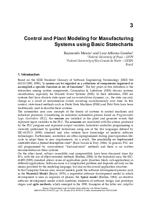 (PDF) Control and Plant Modeling for Manufacturing Systems using Basic Statecharts