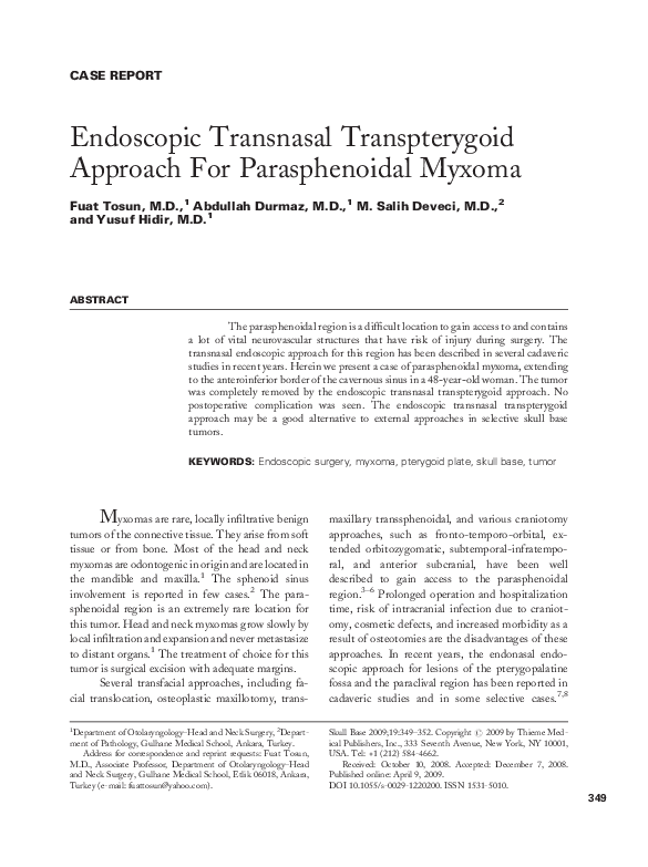 (PDF) Endoscopic Transnasal Transpterygoid Approach For Parasphenoidal ...