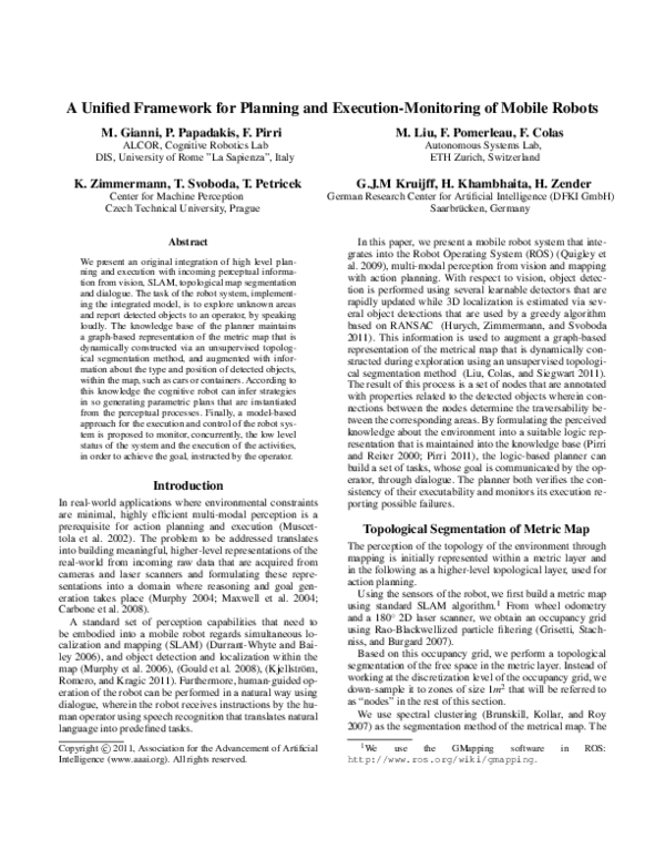 (PDF) A Unified Framework for Planning and Execution-Monitoring of Mobile Robots
