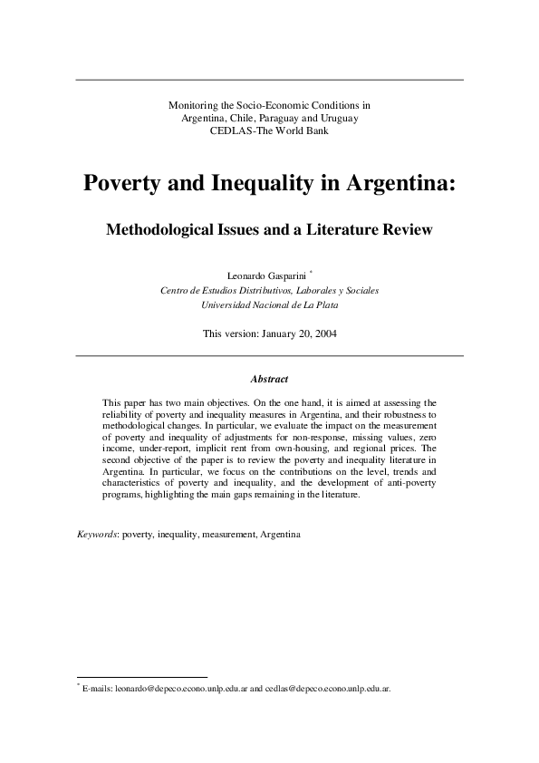 (PDF) Poverty and Inequality in Argentina: methodological issues and a ...