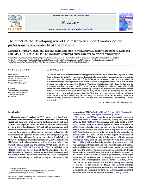 (PDF) The effect of the developing role of the maternity support worker ...