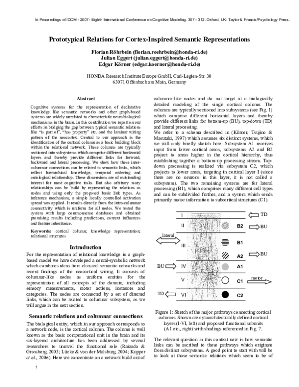 (PDF) Prototypical relations for cortex-inspired semantic representations | J. Eggert - Academia.edu