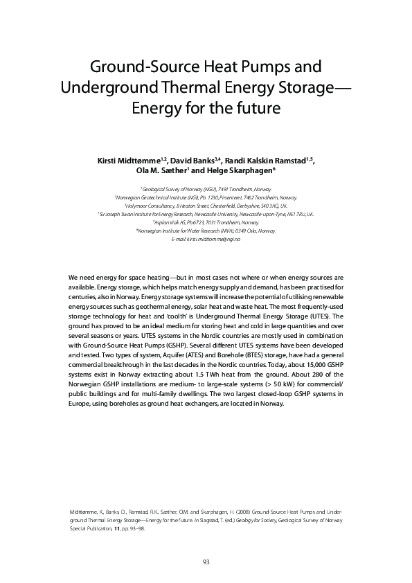 (PDF) Ground-Source Heat Pumps and Underground Thermal Energy Storage ...