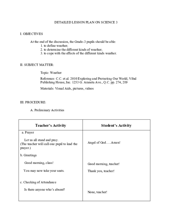 (DOC) DETAILED LESSON PLAN ON SCIENCE 3
