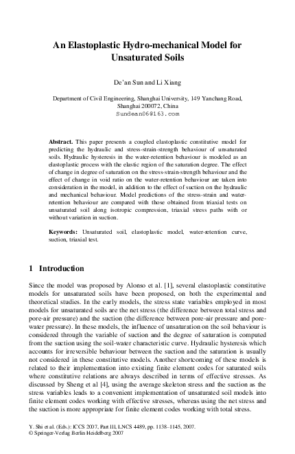 (PDF) An elastoplastic hydromechanical model for unsaturated soils