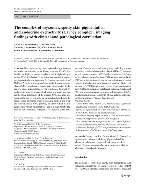(PDF) The complex of myxomas, spotty skin pigmentation and endocrine ...