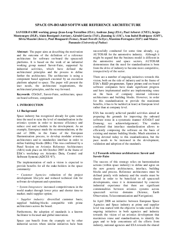 (PDF) Space On-Board Software Reference Architecture