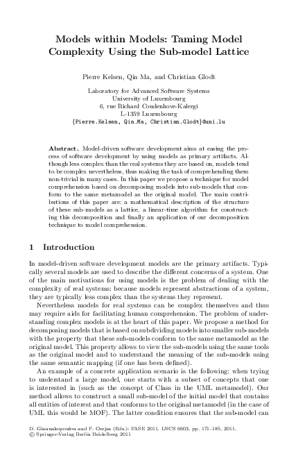 (PDF) Models within Models: Taming Model Complexity Using the Sub-model ...