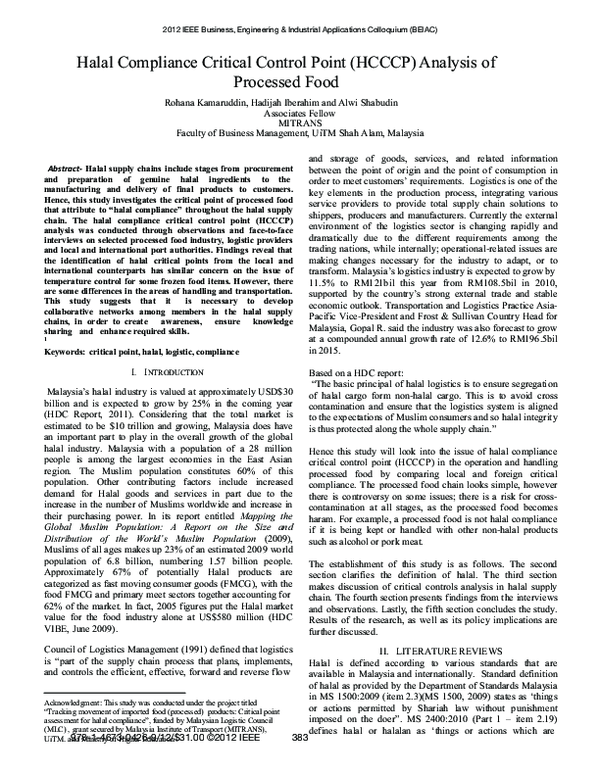 Halal Compliance Critical Control Point (HCCCP) Analysis of Processed Food