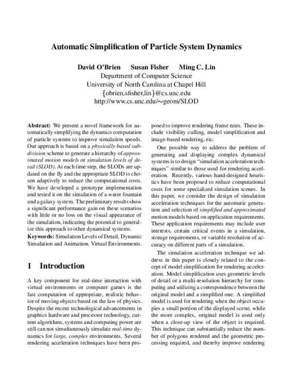 (PDF) Automatic simplification of particle system dynamics
