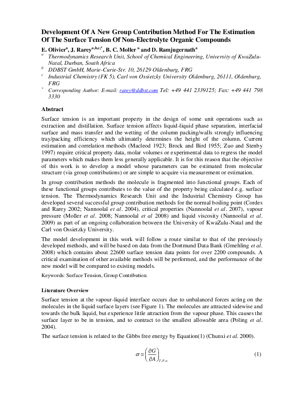 (PDF) Development Of A New Group Contribution Method For The Estimation ...