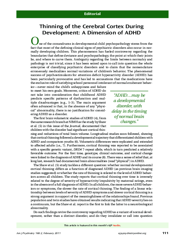 (PDF) Thinning of the Cerebral Cortex During Development: A Dimension ...