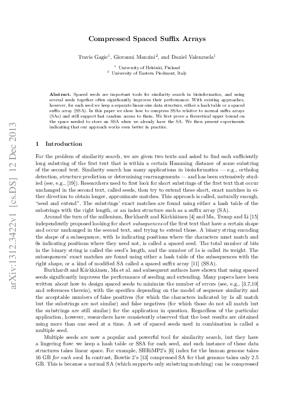 (PDF) Compressed spaced suffix arrays