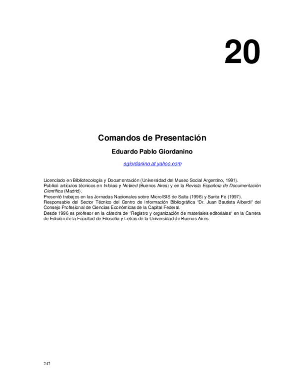 (PDF) Lenguaje de Formateo: Comandos de presentación