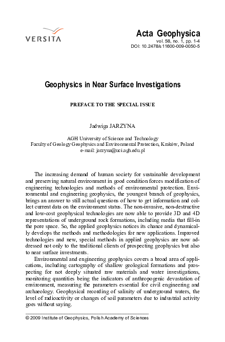 (PDF) Geophysics in near surface investigations