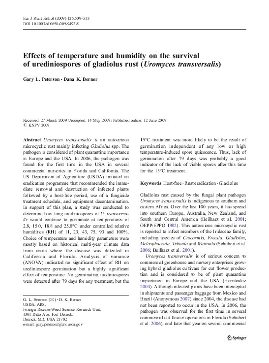 (PDF) Effects of temperature and humidity on the survival of ...