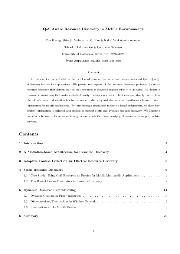 (PDF) QoS-Aware Resource Discovery in Mobile Environments