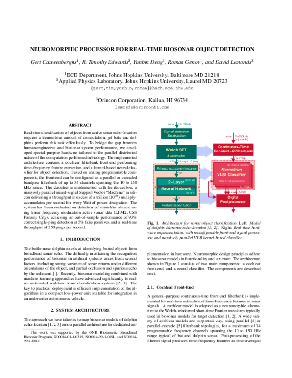 (PDF) Neuromorphic processor for real-time biosonar object detection