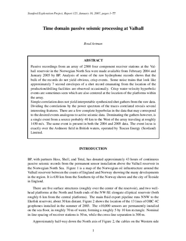 (PDF) Time domain passive seismic processing at Valhall