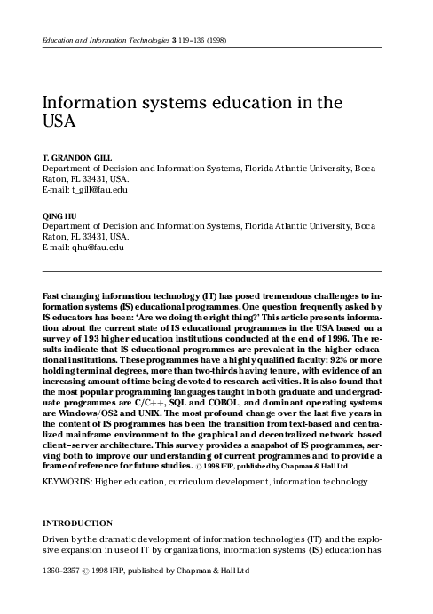 (PDF) Information systems education in the USA