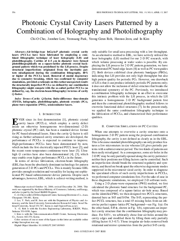 (PDF) Photonic crystal slab waveguides fabricated by the combination of holography and ...