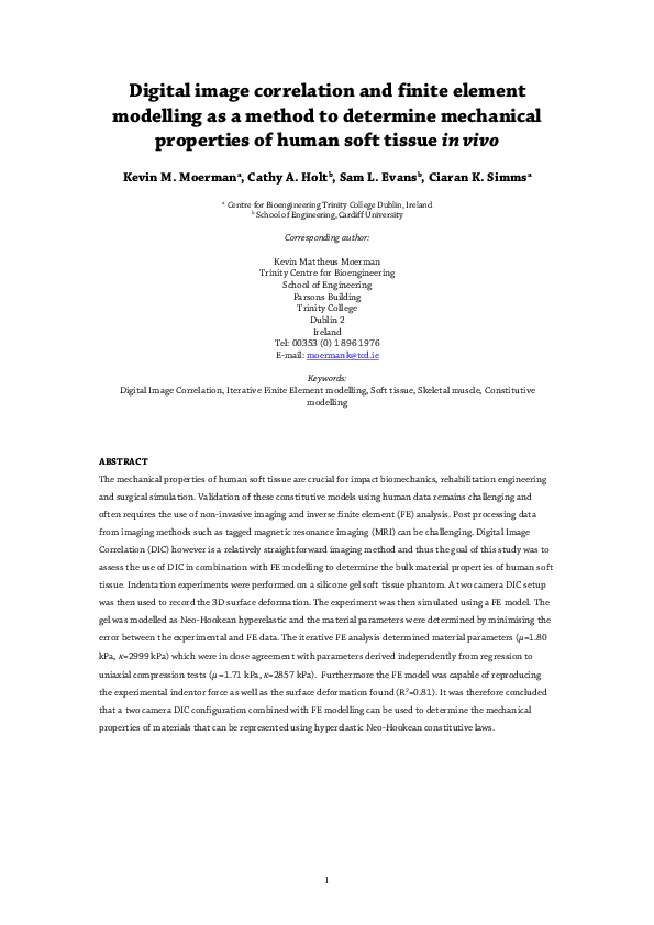 (PDF) Digital image correlation and finite element modelling as a ...