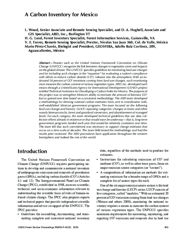 (PDF) A Carbon Inventory for Mexico
