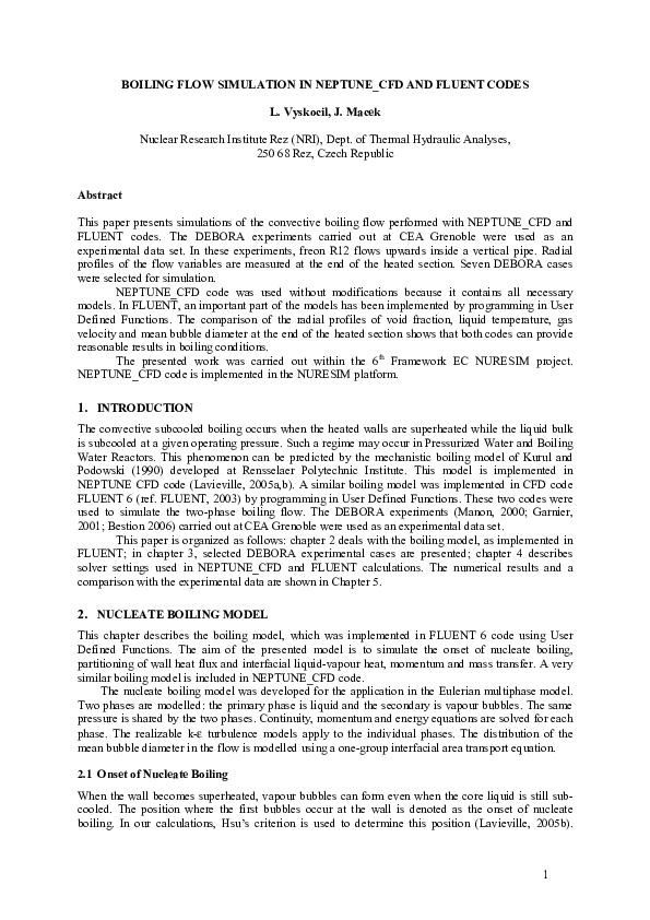 (PDF) Boiling Flow Simulation in Neptune_CFD and Fluent Codes