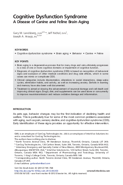 (PDF) Cognitive Dysfunction Syndrome