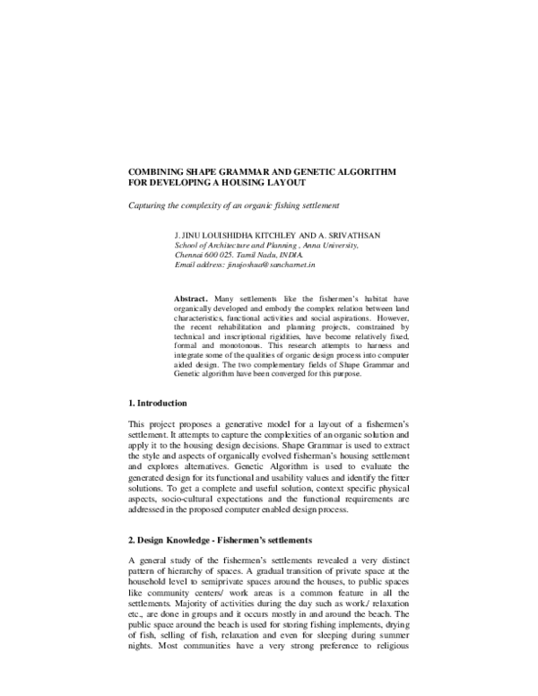 (PDF) Generative Evolutionary Design and Evaluation of Cluster Settlement Patterns