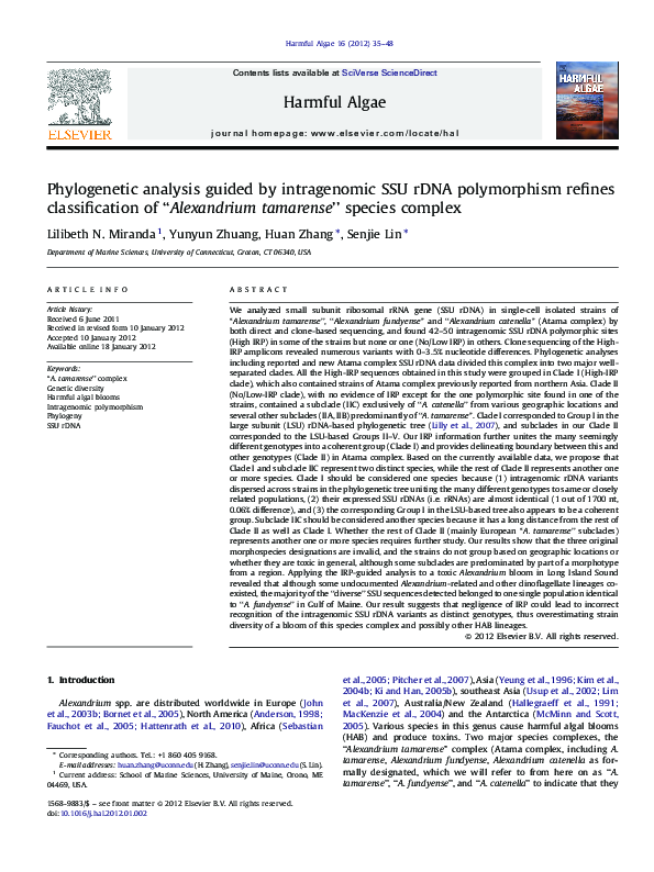 (PDF) Phylogenetic analysis guided by intragenomic SSU rDNA ...