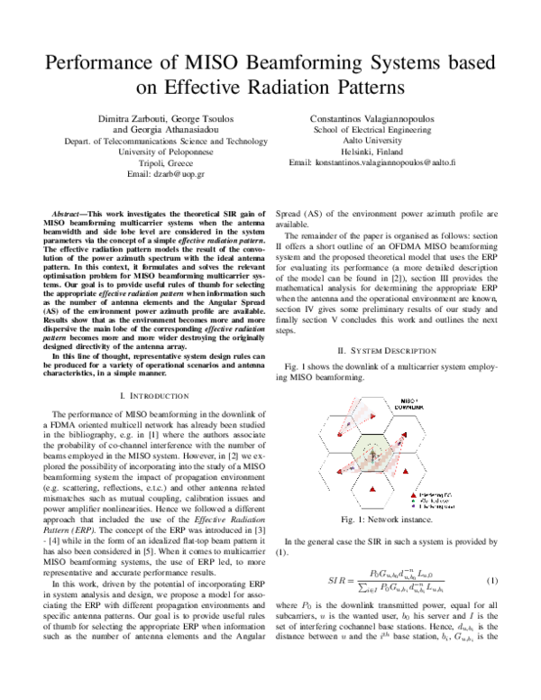 (PDF) Performance of MISO Beamforming Systems based on Effective ...