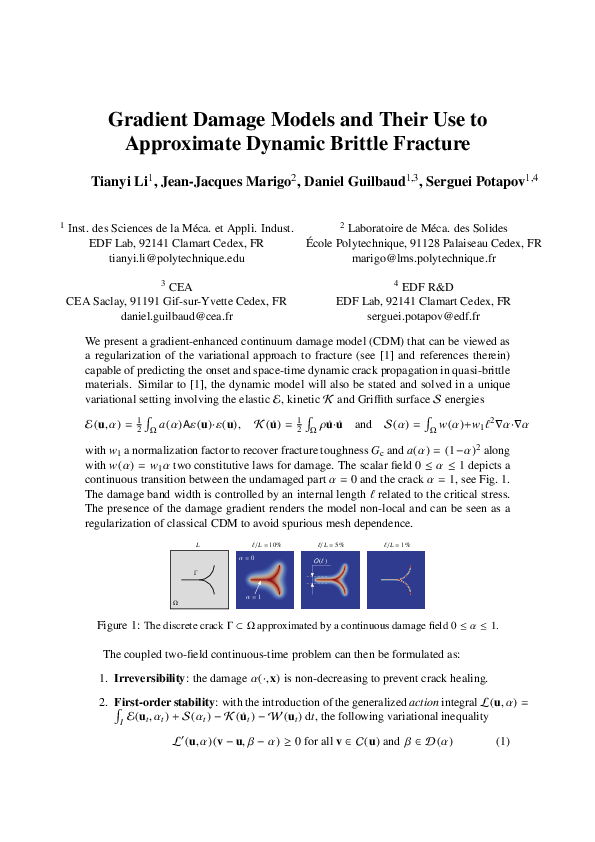 (PDF) Gradient damage models and their use to approximate brittle fracture