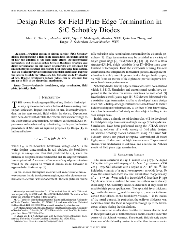 (PDF) Design rules for field plate edge termination in SiC Schottky diodes