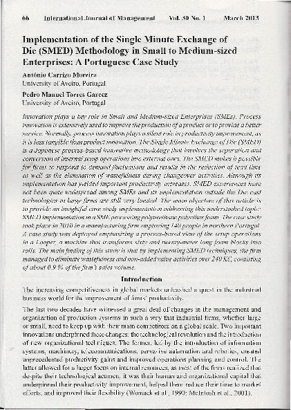 (PDF) Implementation of the Single Minute Exchange of Die (SMED ...
