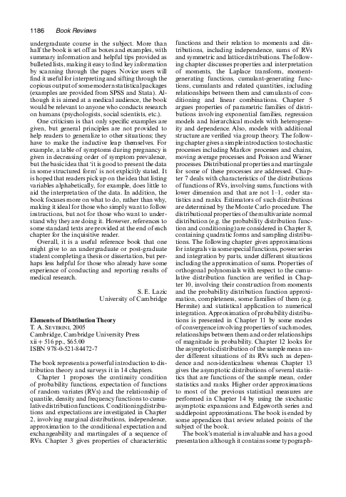 (PDF) Elements of Distribution Theory