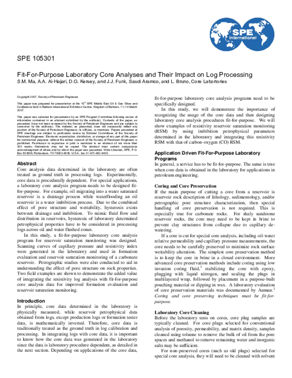 (PDF) Fit-For-Purpose Laboratory Core Analyses and Their Impact on Log ...