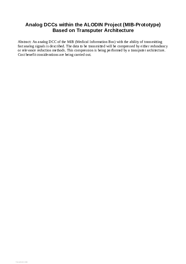(PDF) Analog DCCs within the ALODIN Project (MIB-Prototype) Based on ...
