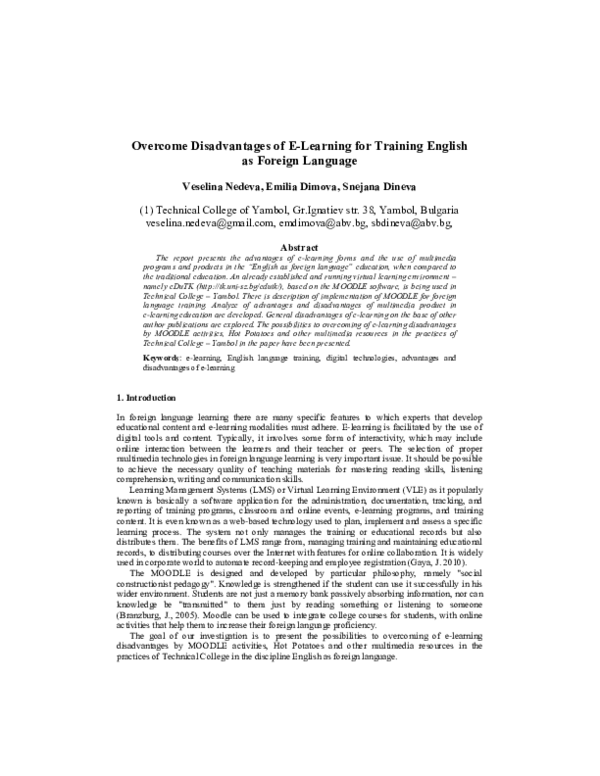 (PDF) Overcome Disadvantages of E-Learning for Training English as ...