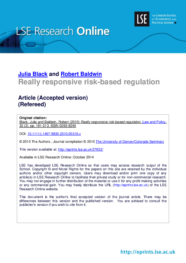 (PDF) Really Responsive Risk‐Based Regulation